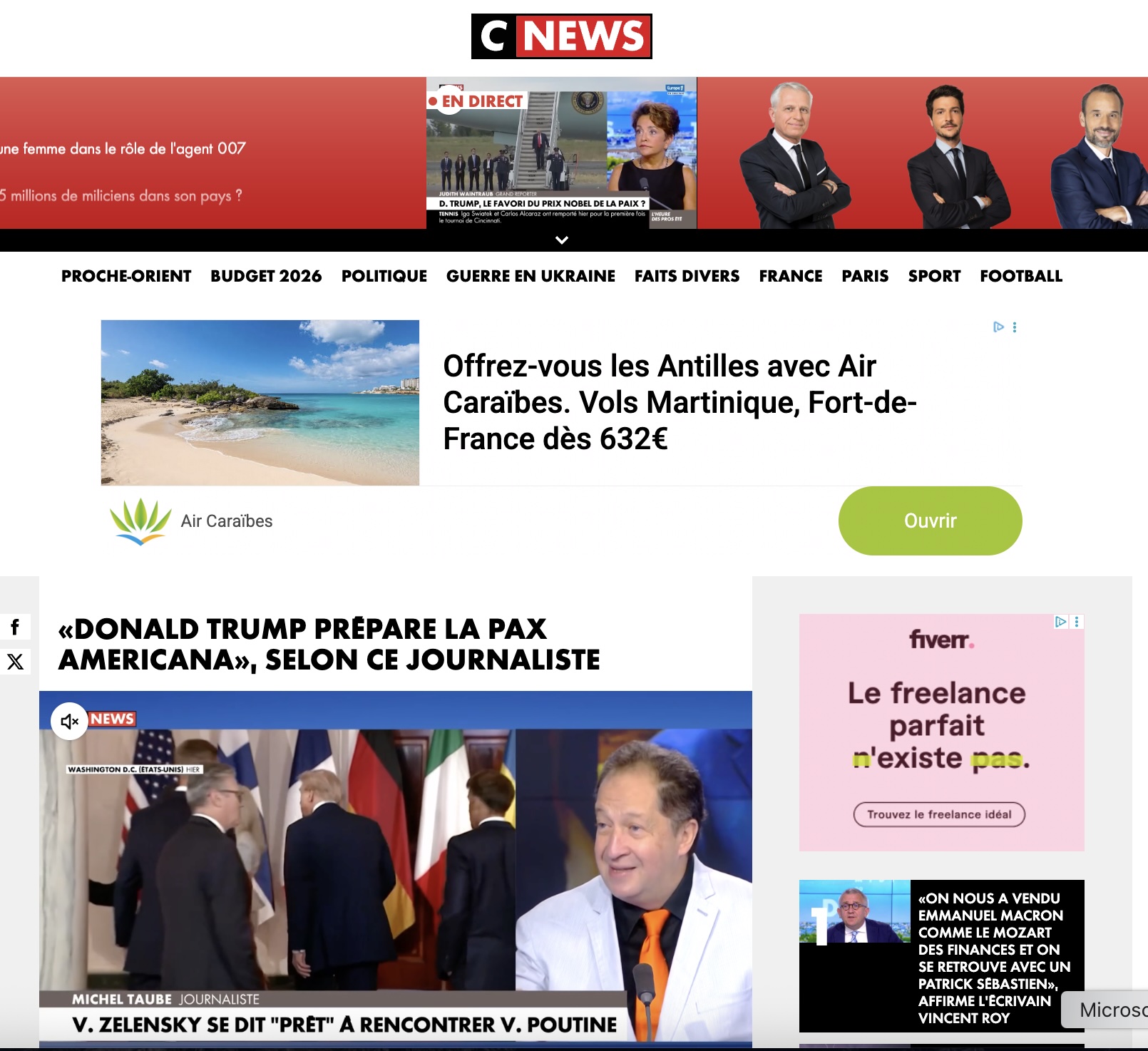 La pax americana de Trump : Michel Taube à la Une de CNEWS le 19 août 2025 - Opinion Internationale